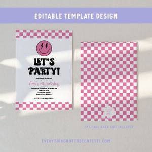 Smiley Faces Editable Printable Invitation Template, Girl Party ...