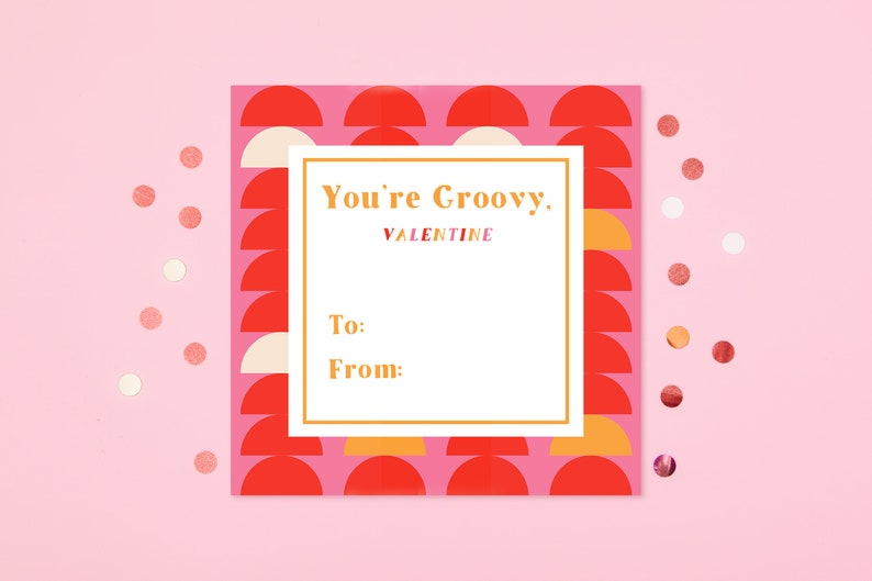 Groovy Valentine's Day Card Printables Valentine's - Etsy