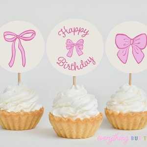 Pink Bows Birthday Party Printable Bundle, Printable Party Bundle ...