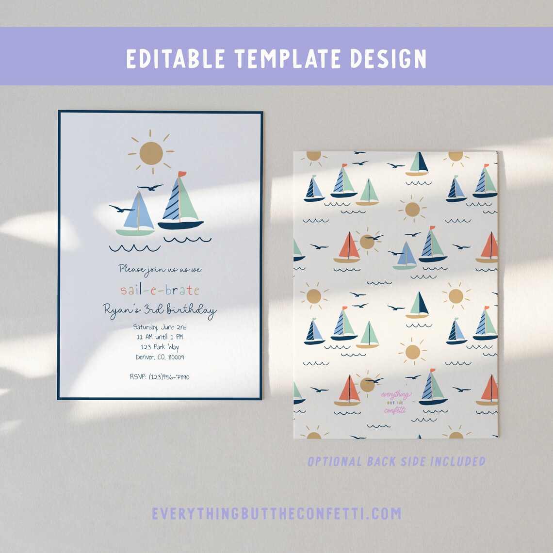 Printable Sailboat Nautical Invitation Template, Sailing Into One ...
