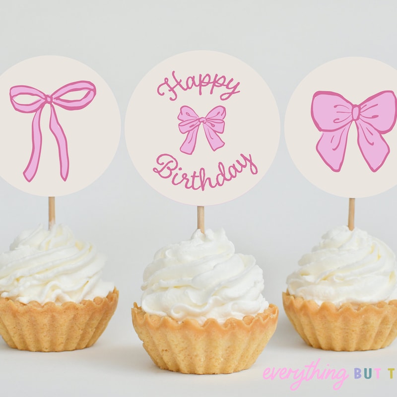Bow Cupcake Toppers - Etsy