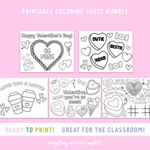 Printable Valentine's Day Coloring Sheets, Coloring Pages Bundle for ...