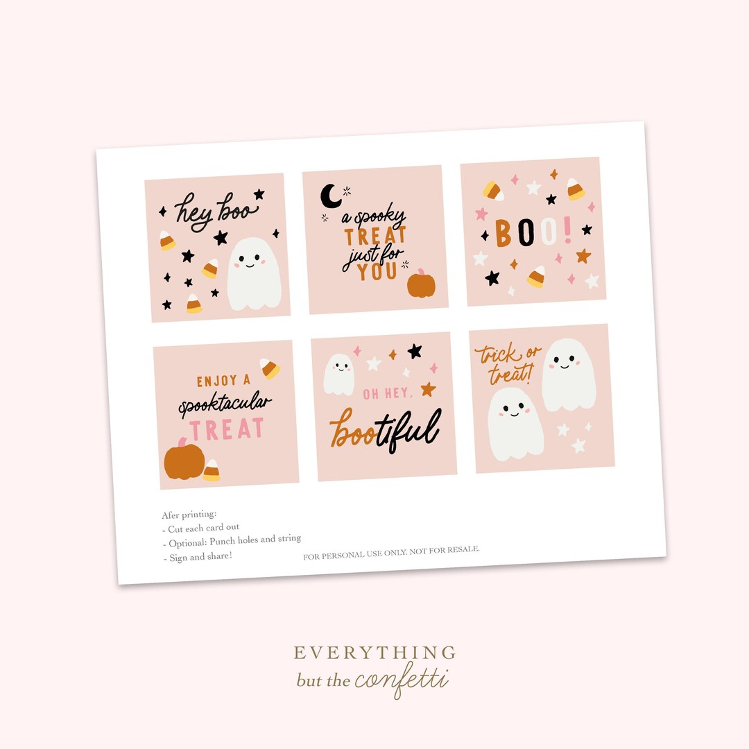 Hey Boo Halloween Printable Square Tags, Party Printables, Favor Tags ...