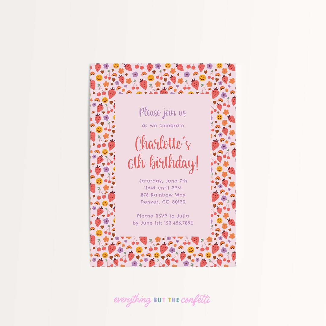 Happy Faces Invitation Template, DIY Invitations for Kids, Retro Party ...