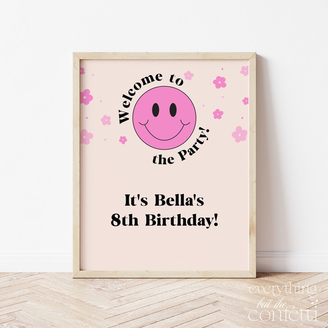 Smiley Faces Editable Printable Party Sign Template Kids - Etsy