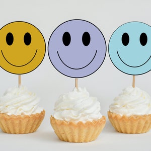Smiley Face Cupcake Toppers, Printable Cupcake Toppers With Smiley ...