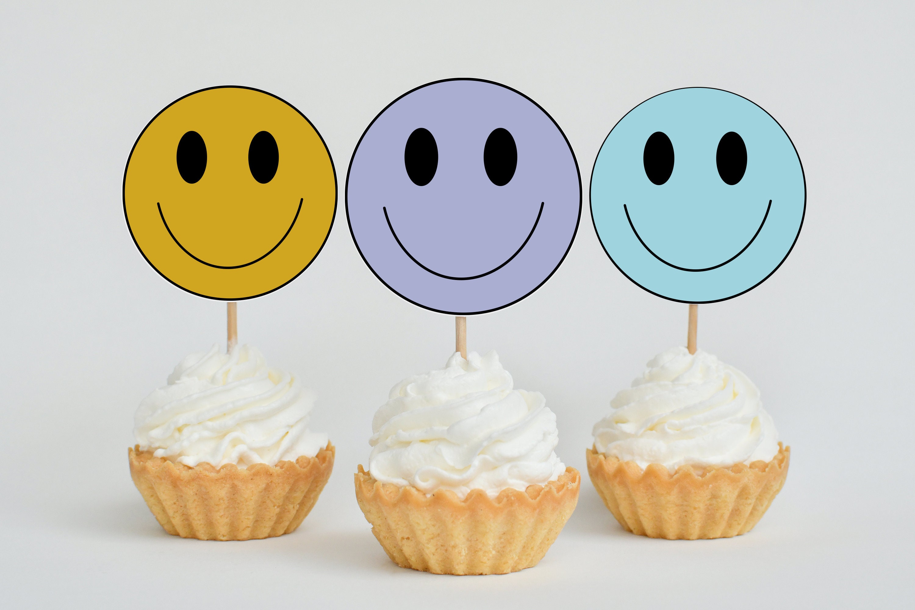 Smiley Face Cupcake Toppers, Printable Cupcake Toppers With Smiley ...