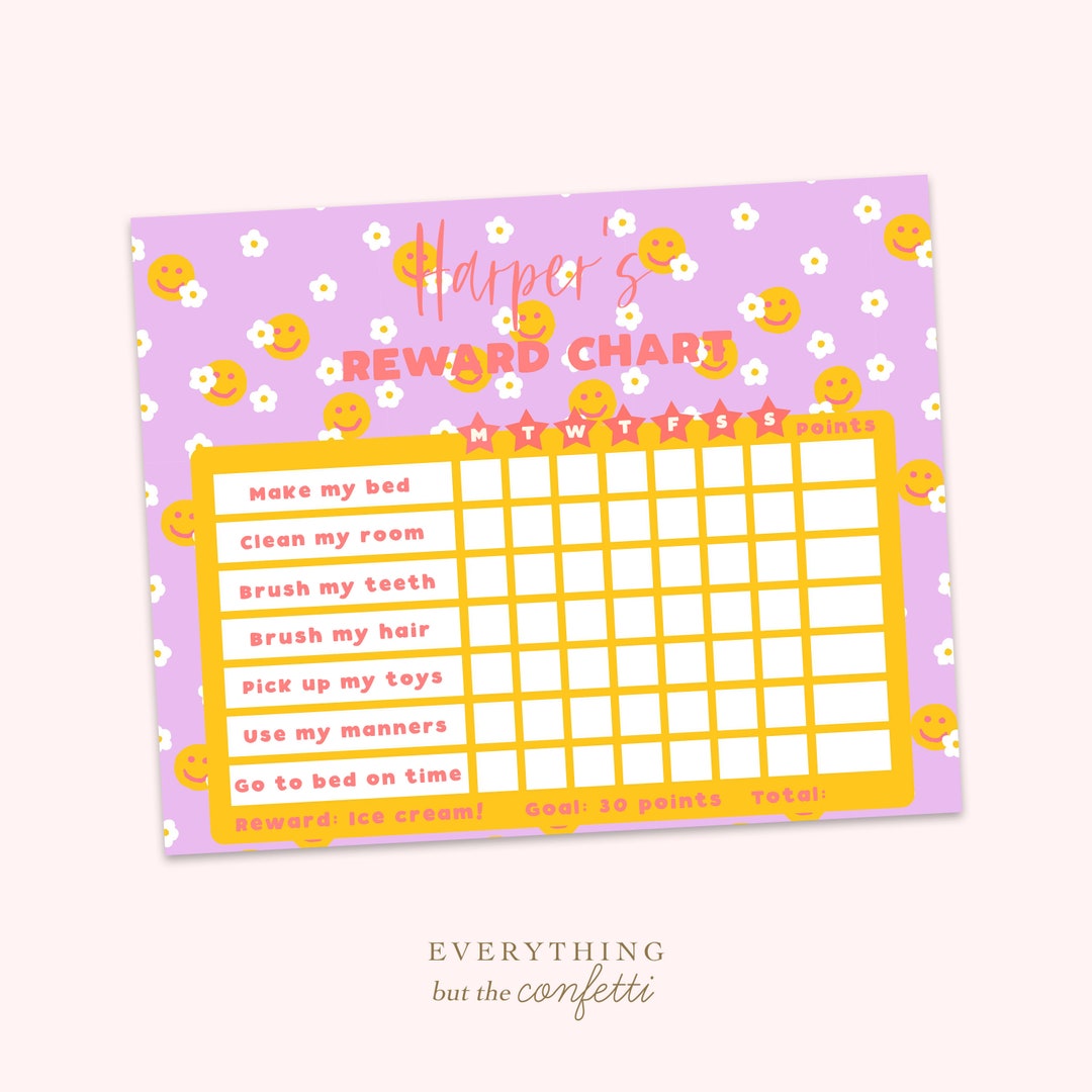 Printable Reward Chart, Editable, Instant Download, Printable, DIY ...