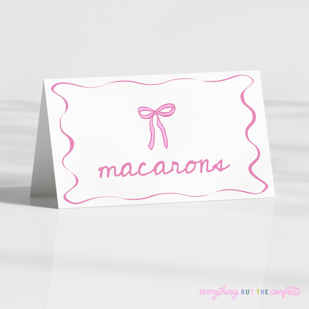 Printable Bows Theme Food Labels Template, Printable Tent Food Labels ...