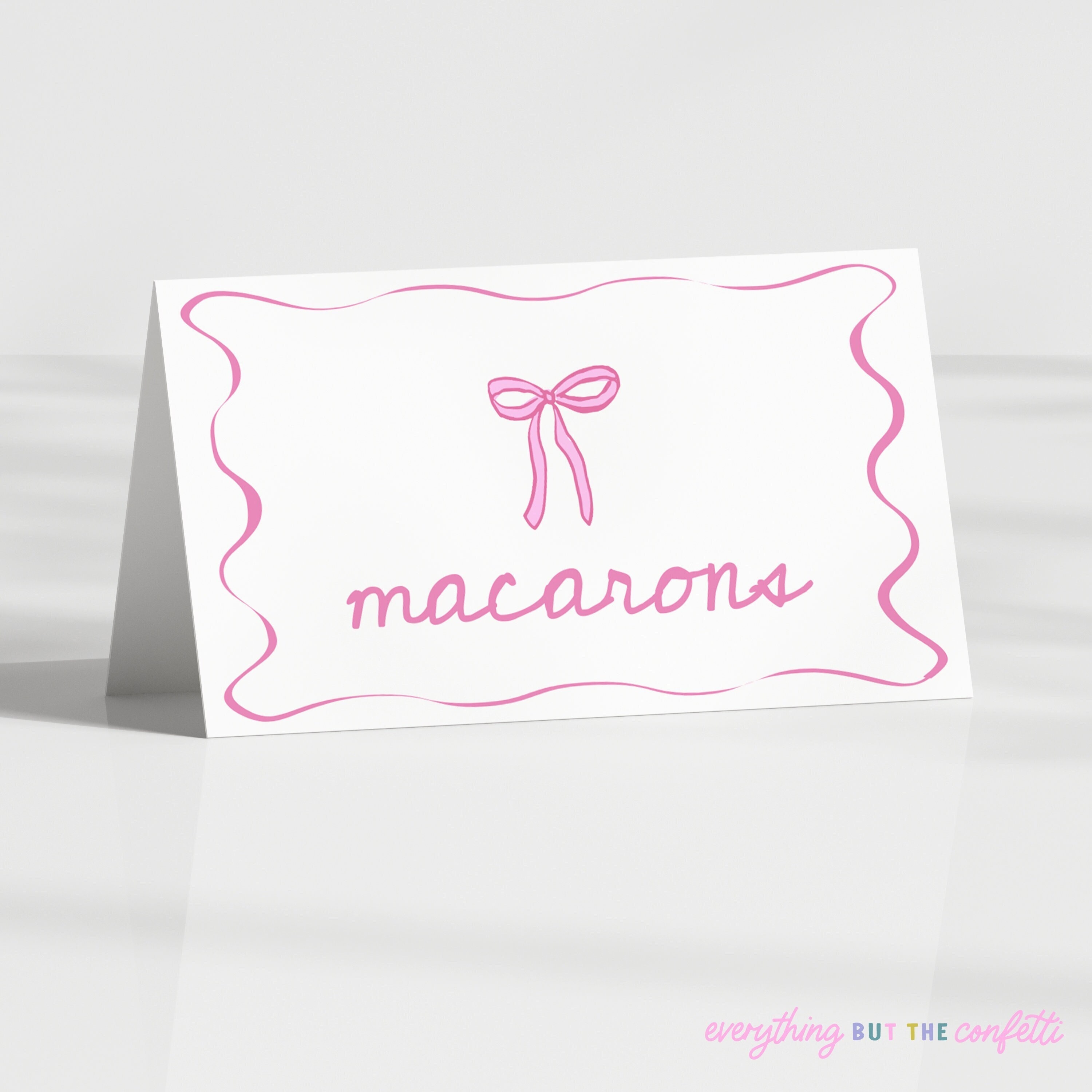 Printable Bows Theme Food Labels Template, Printable Tent Food Labels ...