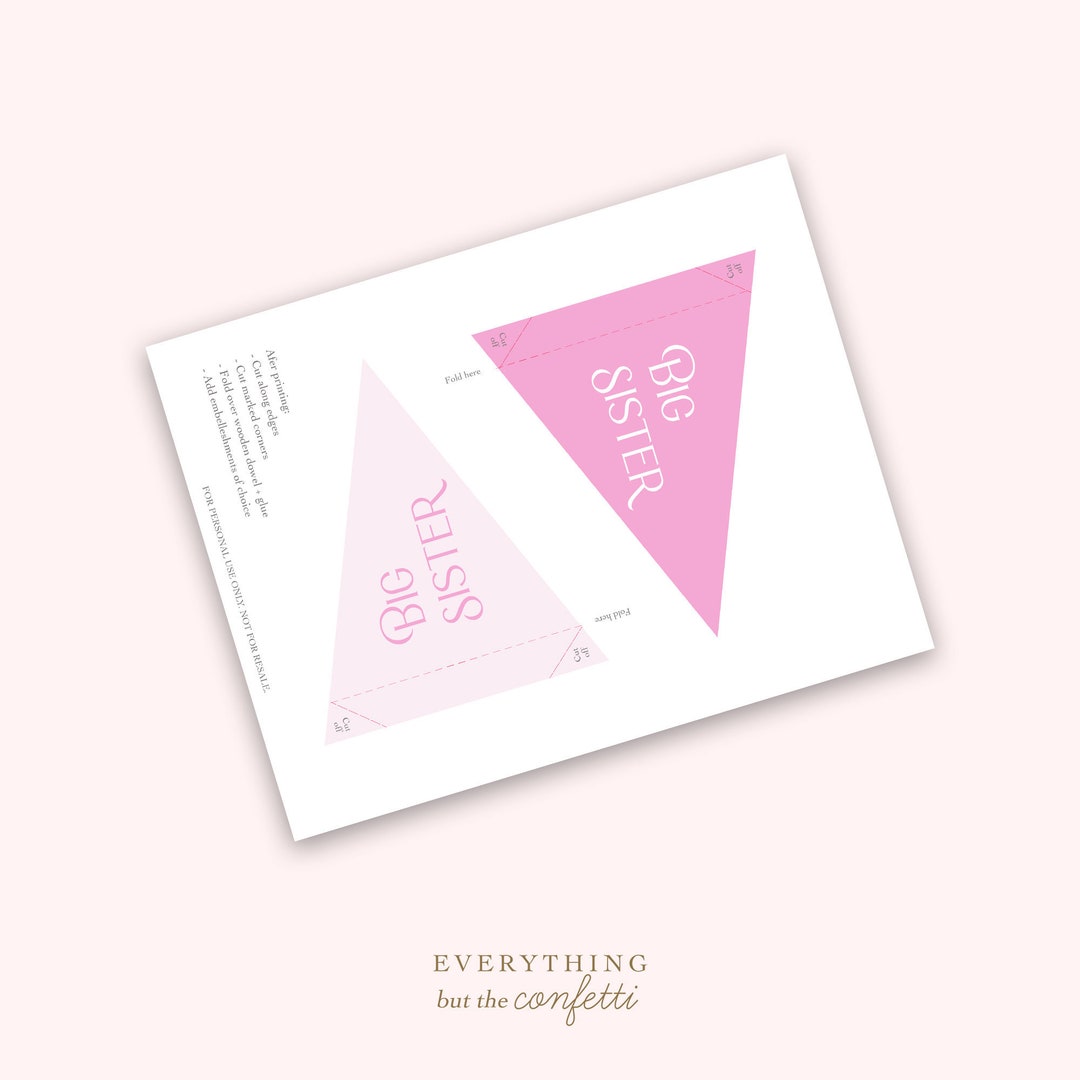 Big Sister Pennant Flag, Big Sister Pennant Flags Template, Big Sister ...