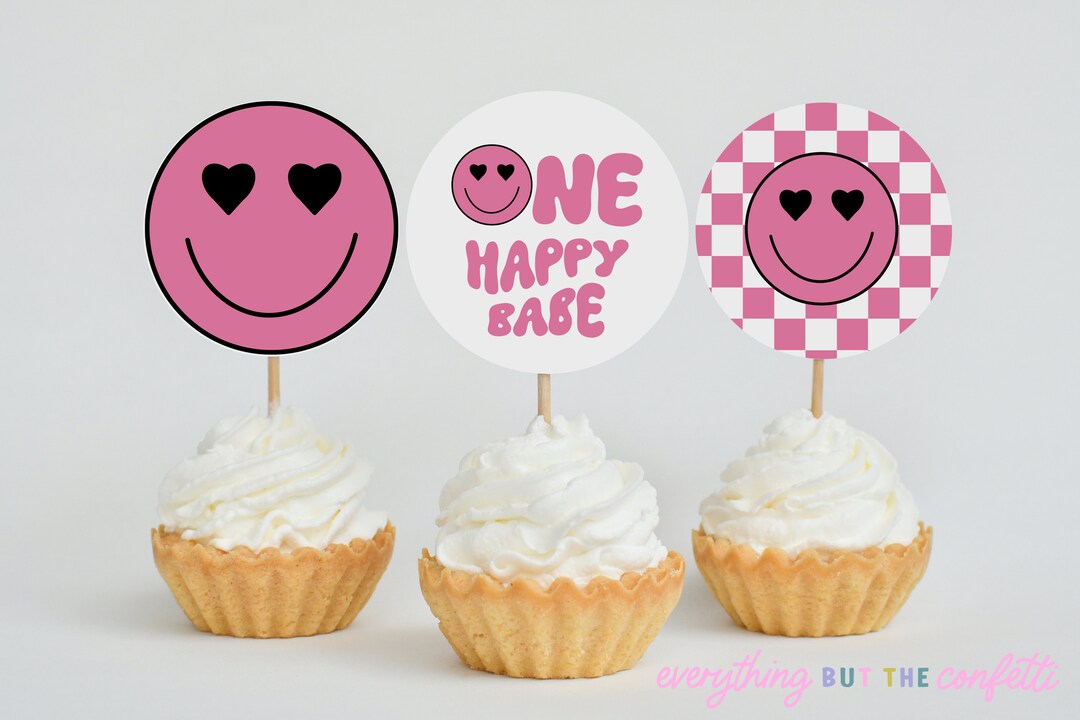 One Happy Babe Cupcake Toppers, One Happy Babe Birthday Cake Topper ...