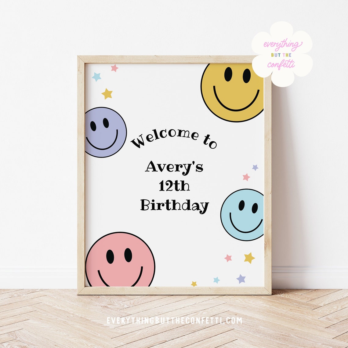 Smiley Faces Editable Printable Party Sign Template, Kids Party Sign ...