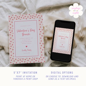 Valentine's Hearts Invitation Template, Valentine Tea Party Invitation ...