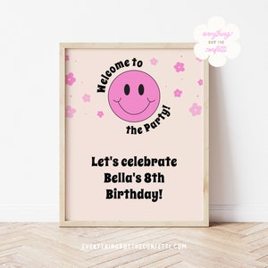 Smiley Faces Editable Printable Party Sign Template, Kids Party Sign ...