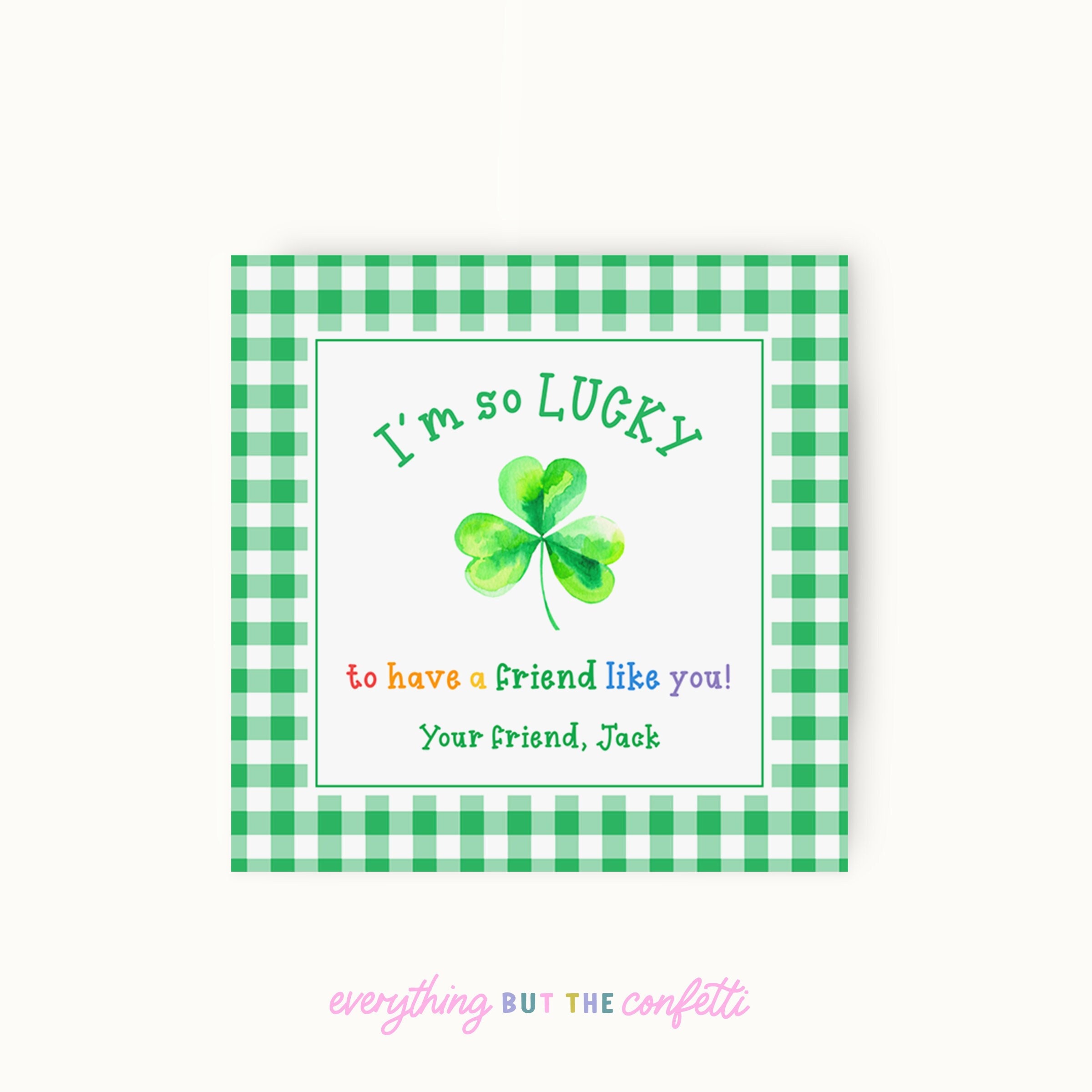 Printable St. Patrick's Day Tag Template, Lucky Printable Tag, Instant ...