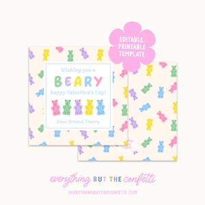 Gummy Bear Valentine Printable Valentines Day Cards for Kids, Valentine ...