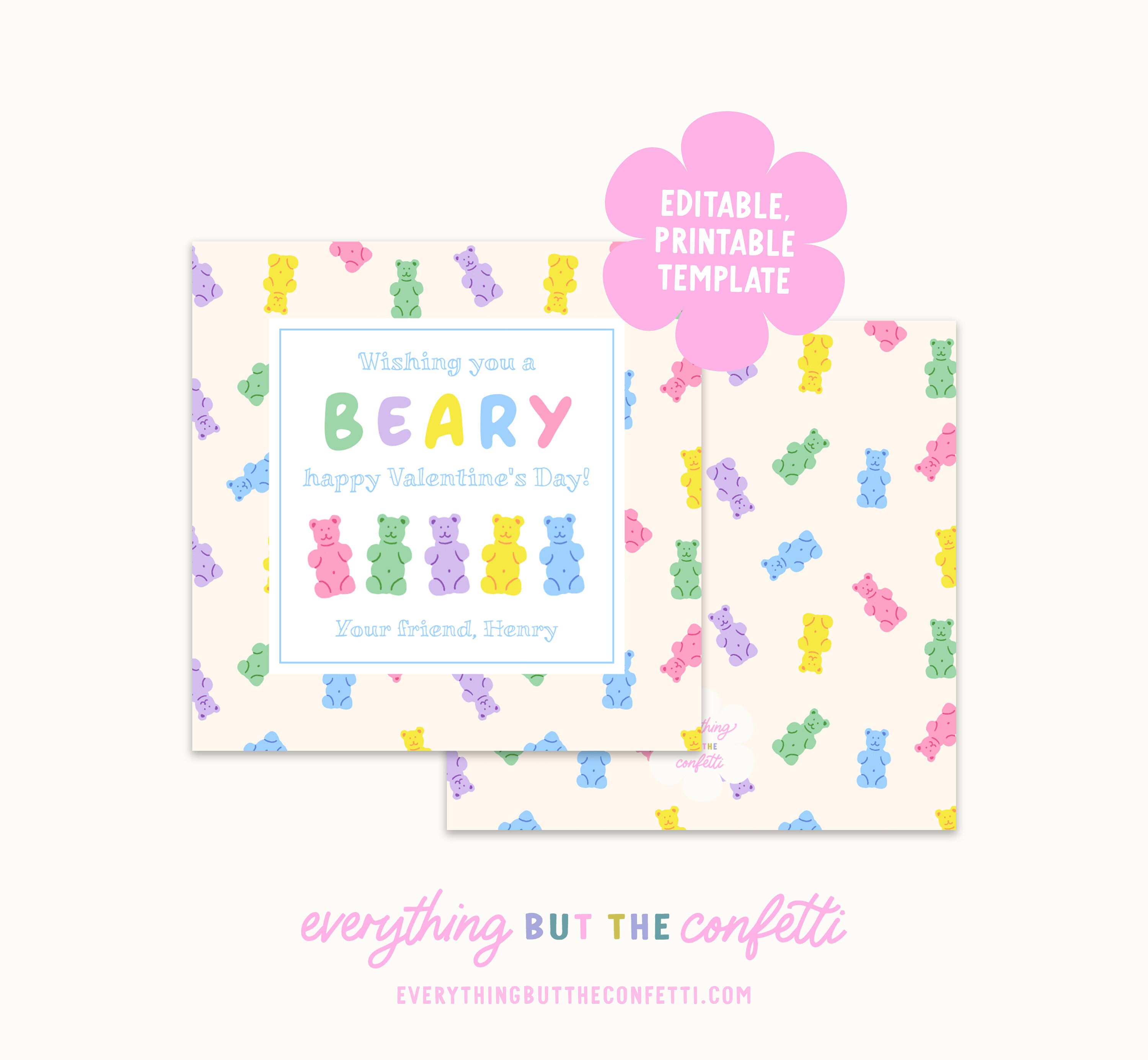 Gummy Bear Valentine Printable Valentines Day Cards for Kids, Valentine ...