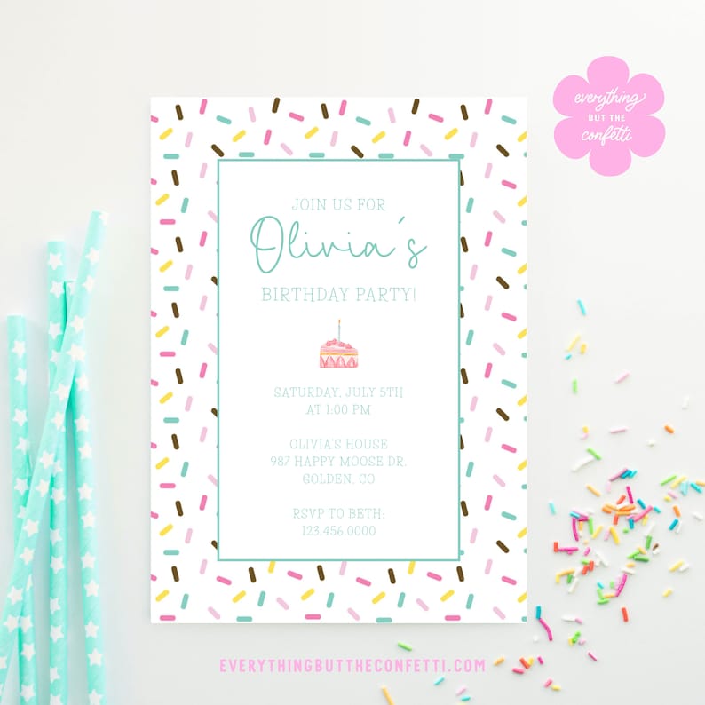 Birthday Sprinkles Invitation Template, Invitation Printable, DIY ...