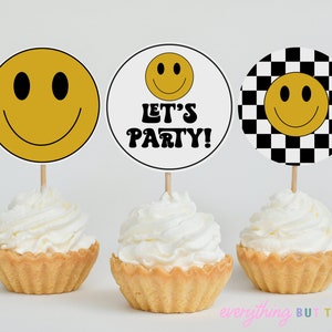 Smiley Face Cupcake Toppers, Printable Cupcake Toppers With Smiley ...