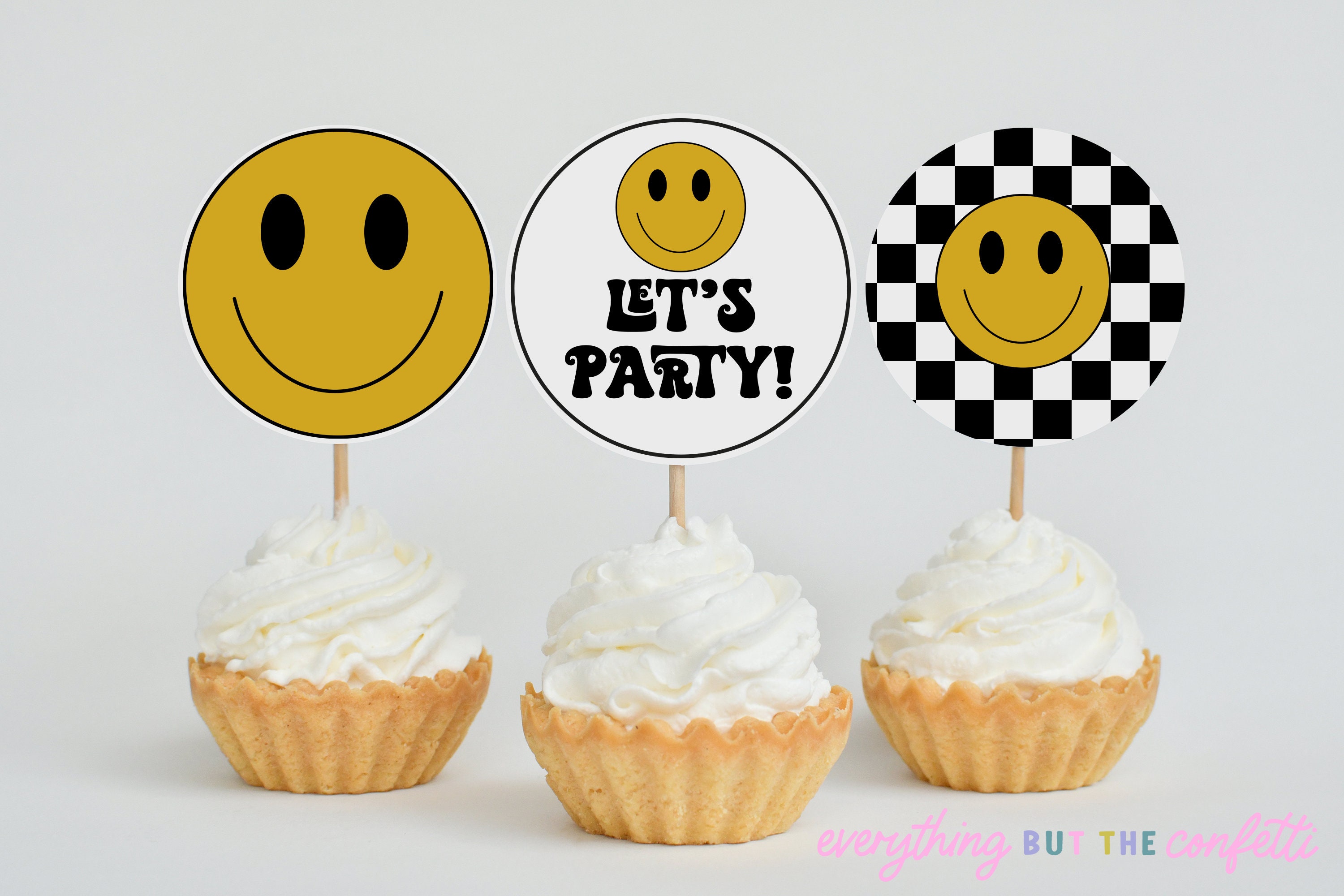 Smiley Face Cupcake Toppers, Printable Cupcake Toppers With Smiley ...