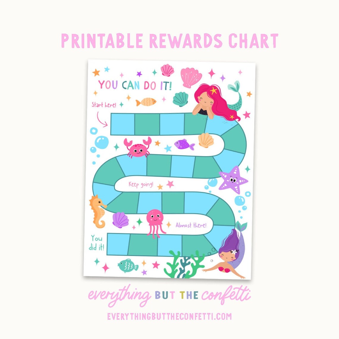 Printable Mermaids Reward Chart, Under the Sea Sticker Chart, Potty ...