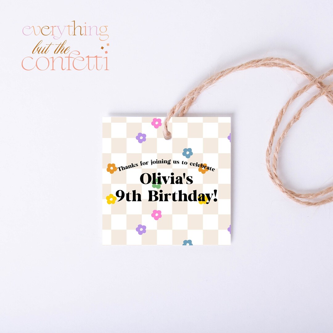 Checkered Editable Printable Party Favor Tags Template, Kids Party Tags ...