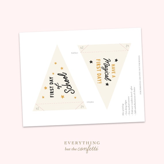 First Day of School Pennant Flag Templates Printable Pennant | Etsy