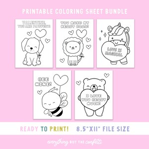 Printable Valentine's Day Coloring Sheets, Coloring Pages Bundle for ...