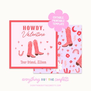 Cowgirl Valentines Day Card Printable, Valentines for Kids, Howdy ...