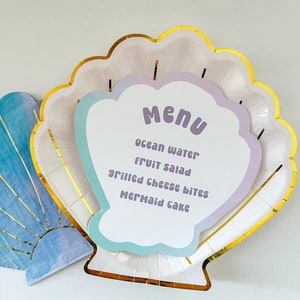Printable Mermaid Shell Menu Template, Seashell Menu Template ...