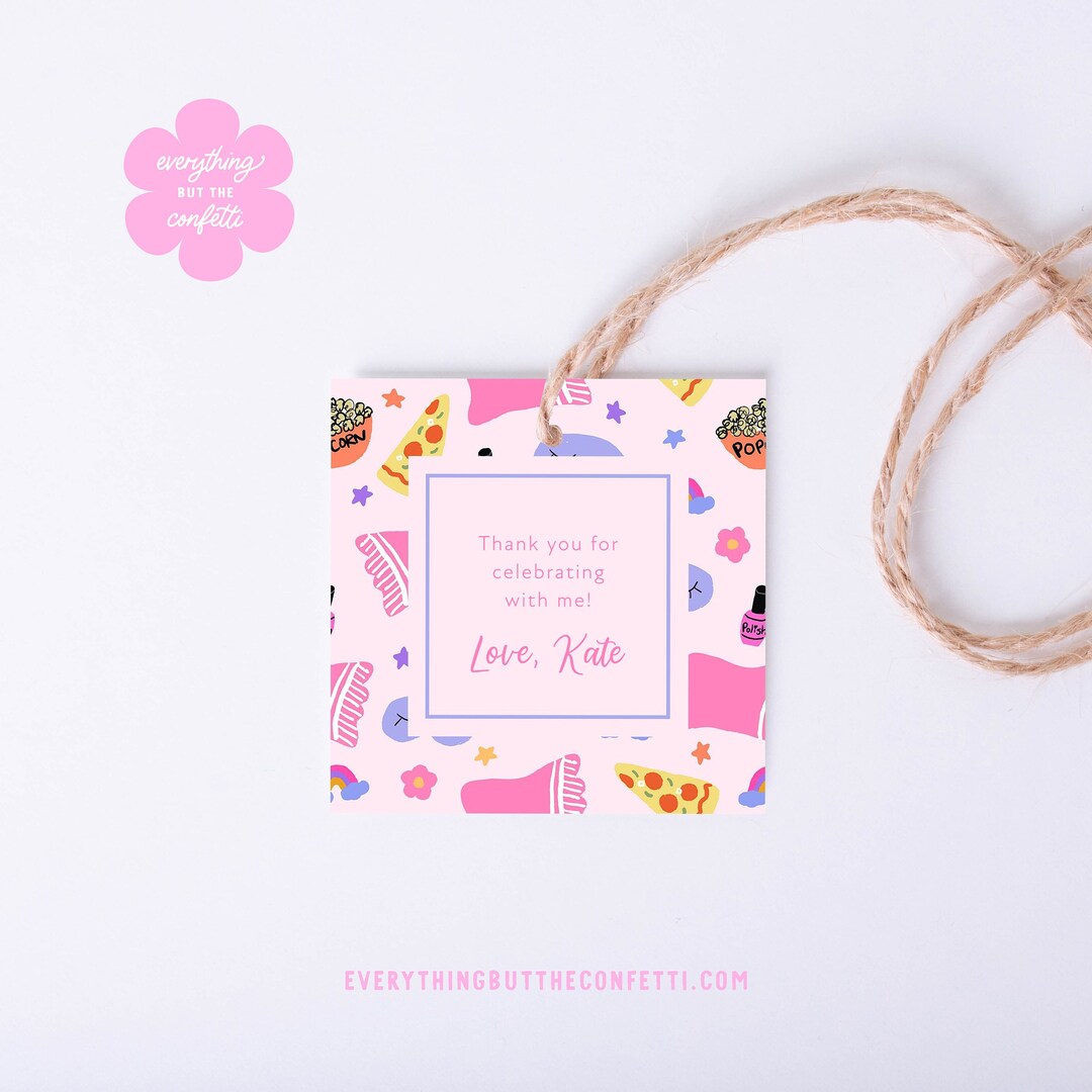 Slumber Party Favor Tags Template, Printable Party Favor Tags ...