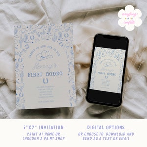 First Rodeo Birthday Invitation Template, Printable First Rodeo ...