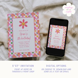 Smiley Faces Flower Power Editable Printable Invitation Template, Kids ...