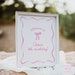 Printable Bows Party Sign Template, Pink Ribbon Birthday Sign Printable ...
