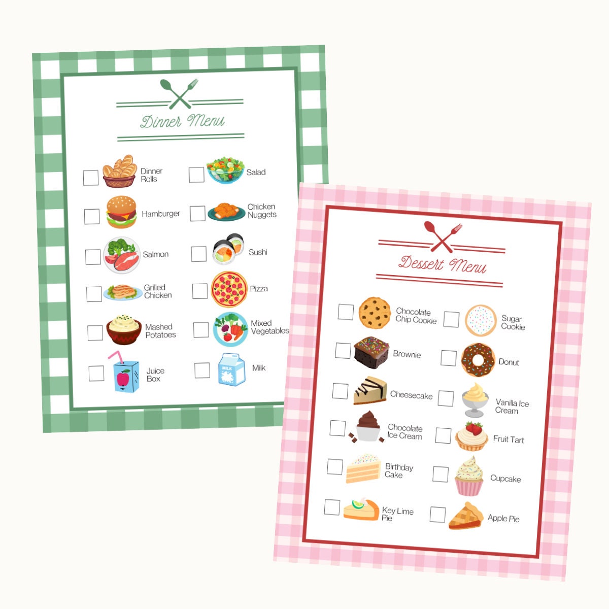 Printable Pretend Play Menus, Pretend Restaurant Menus, Kids Play Menus ...