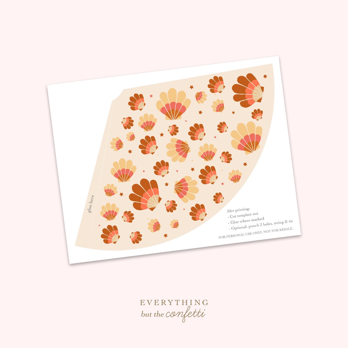 Boho Seashells Party Hat Template Birthday Party Hat - Etsy