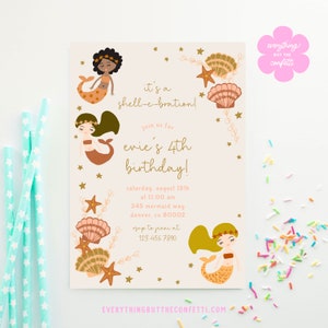 Boho Mermaids Party Invitation Template, Printable, Editable ...