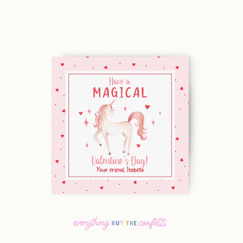 Magical Unicorn Valentines Card Tag Printable Template, Unicorn ...