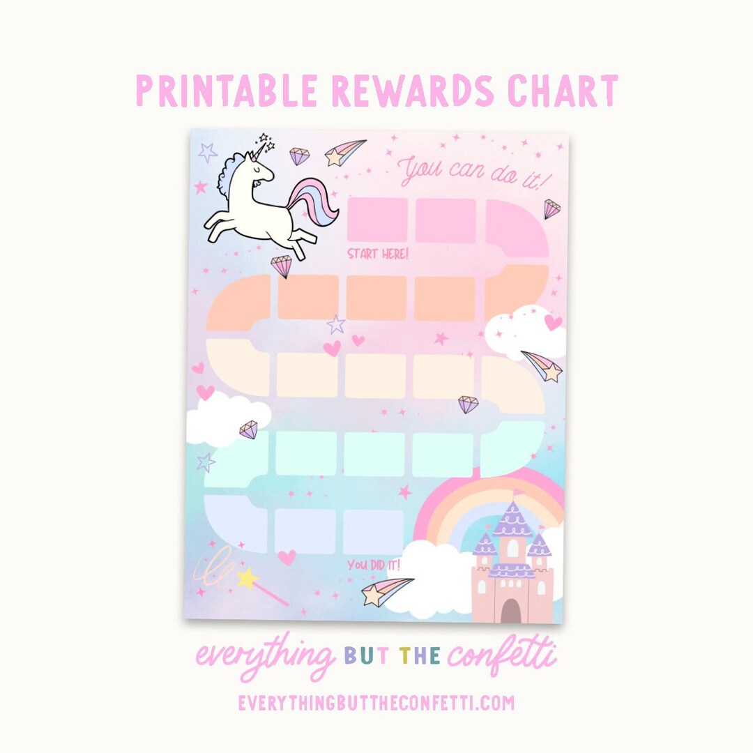 Printable Unicorn Rewards Chart, Unicorn Behavior Chart, Daily Chore ...