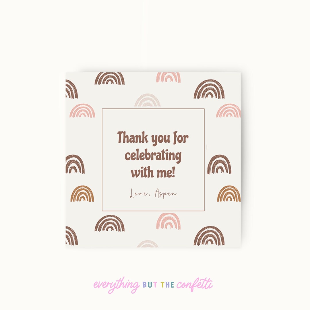 Boho Rainbow Gift Tag Template, Boho Rainbow Cards, Favor Tags Editable ...