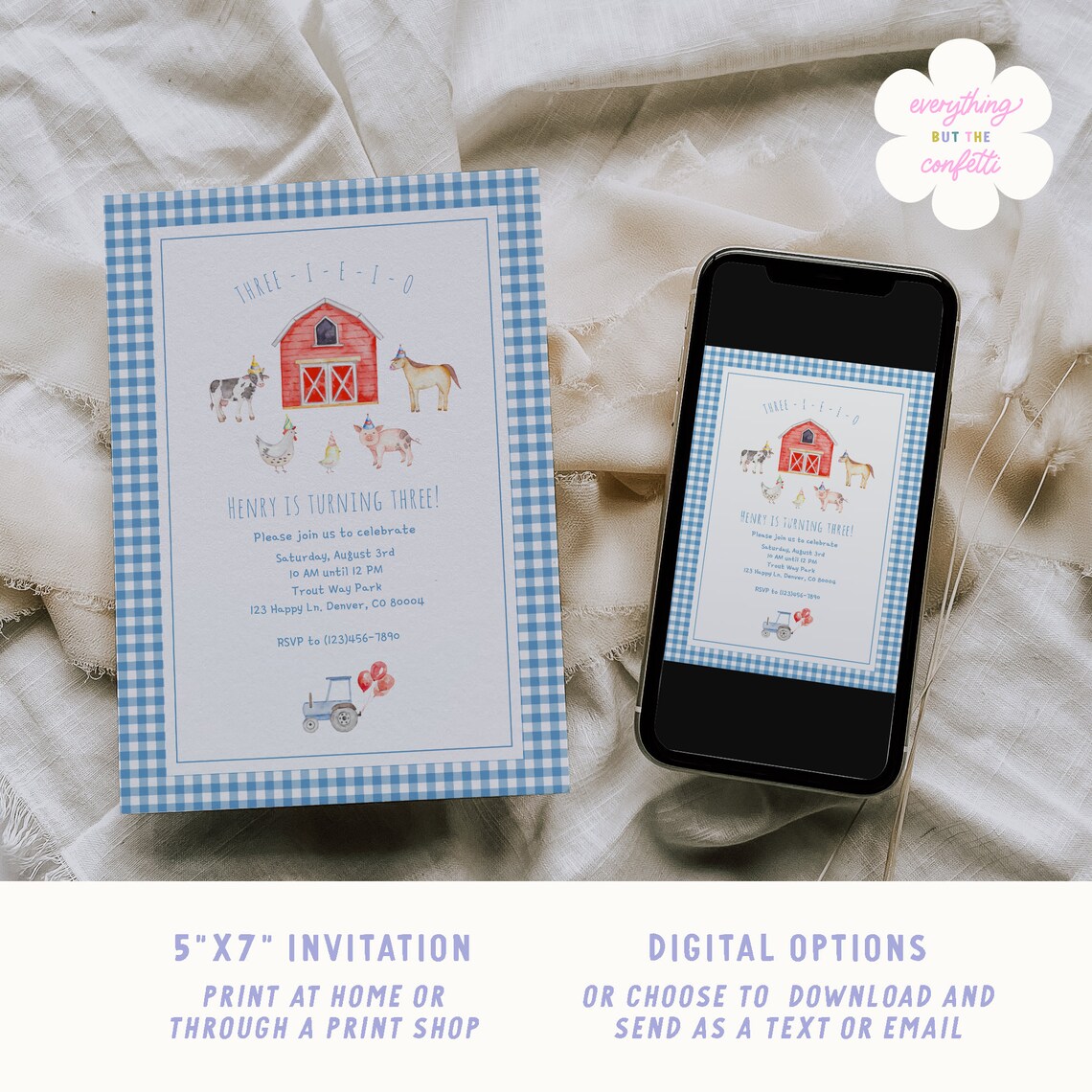 Printable Farm Birthday Party Invitation Template, Farm Animals ...