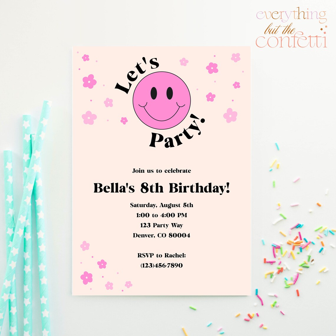 Smiley Faces Editable Printable Invitation Template Kids | Etsy