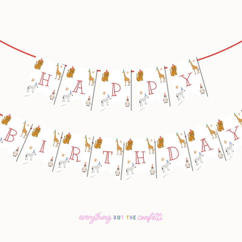 Printable Calling All Party Animals Birthday Banner Template, Party ...