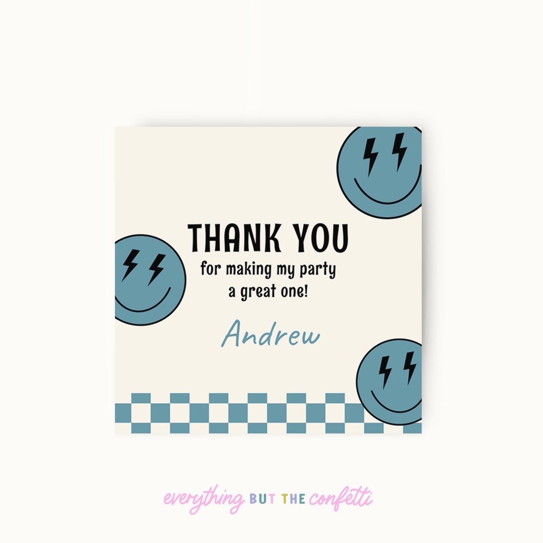 Smiley Faces Editable Printable Party Favor Tags Template, Kids Party ...