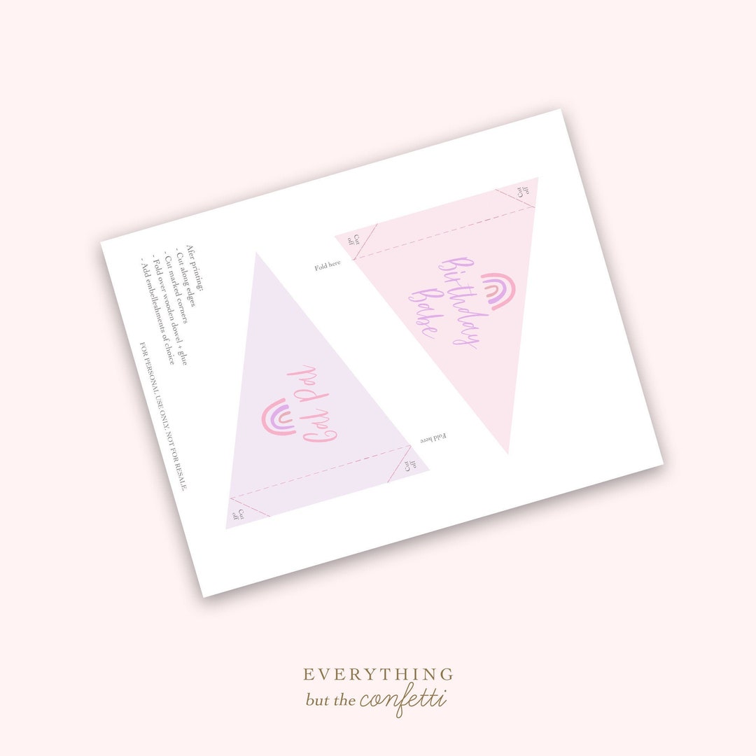 Birthday Girl Pennant Flag Template, DIY Pennant Flag, Birthday ...