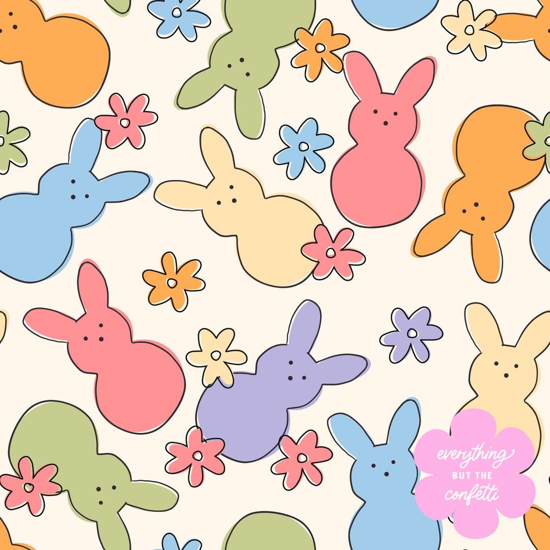 Easter Bunny Seamless Pattern, Easter Bunnies and Daisies Seamless ...