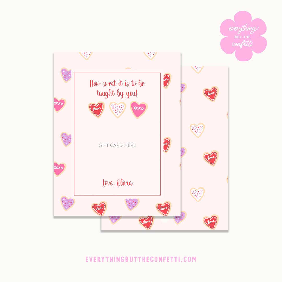 Printable Editable Valentine's Day Gift Card Holder Template, Teachers ...