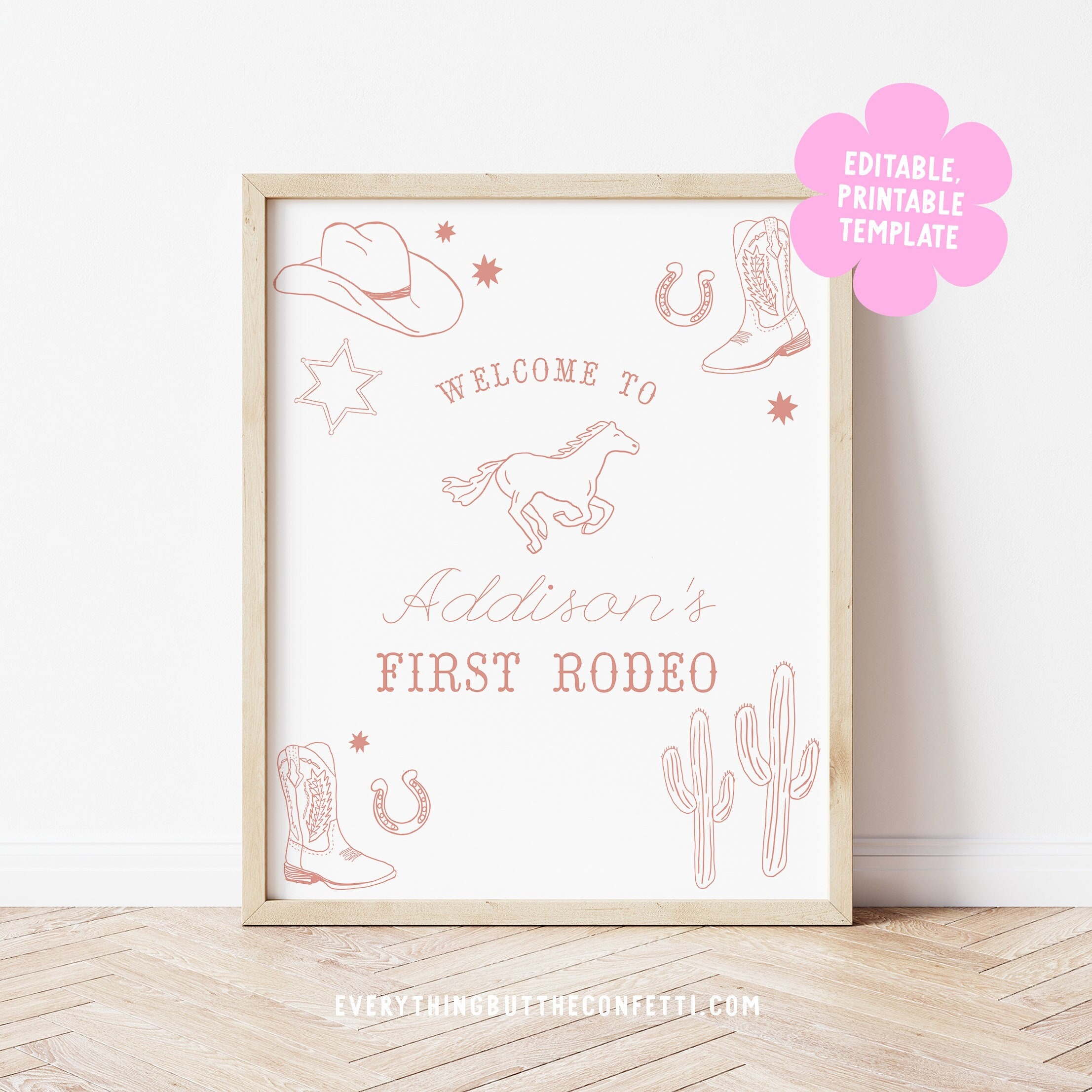 Rodeo Birthday Party Sign Template, First Rodeo Party Sign, Ain't My ...