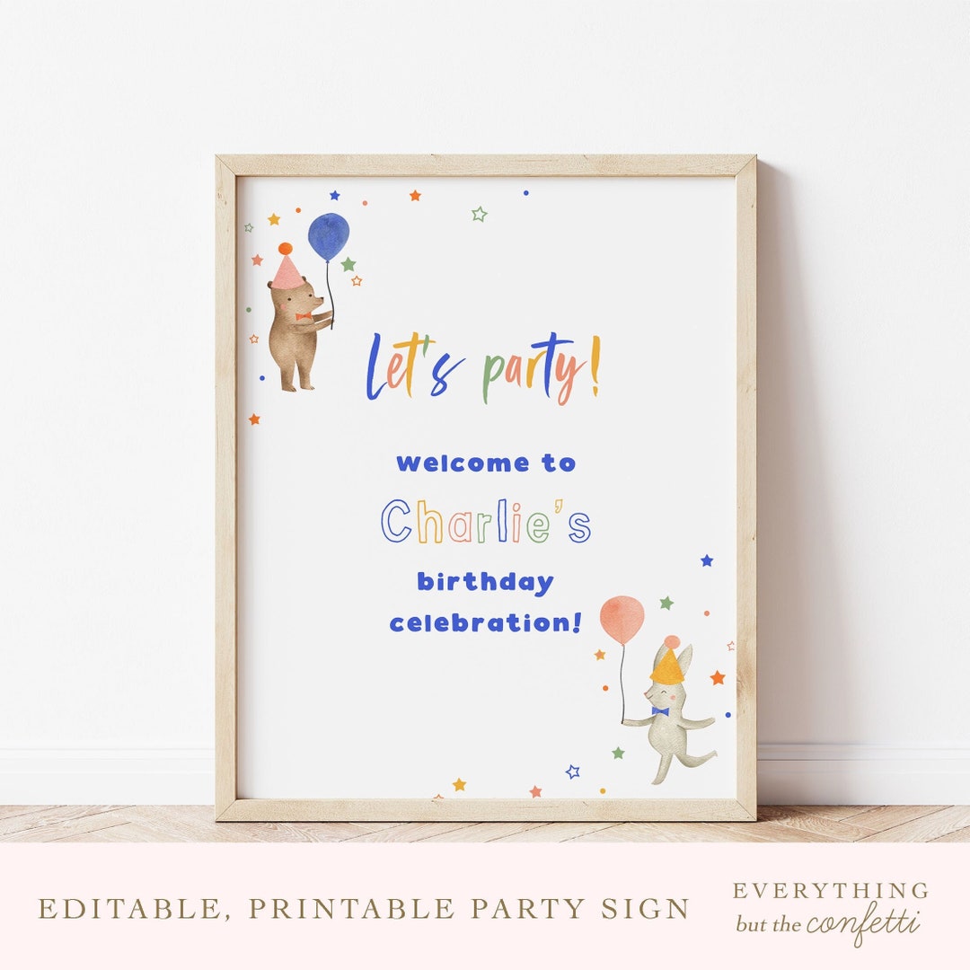 Party Animals Editable Printable Party Sign DIY Party Sign - Etsy